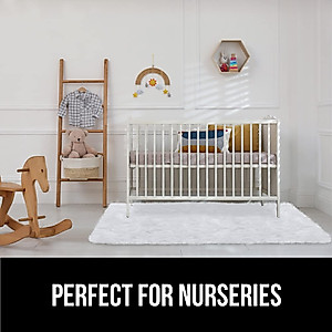 Gorilla Grip Fluffy Faux Fur Rug, 5x7, Machine Washable Soft Furry Area Rugs, Rubber Backing, Plush Floor Carpets for Baby Nursery, Bedroom, Living Room Shag Carpet, Luxury Home Decor, White