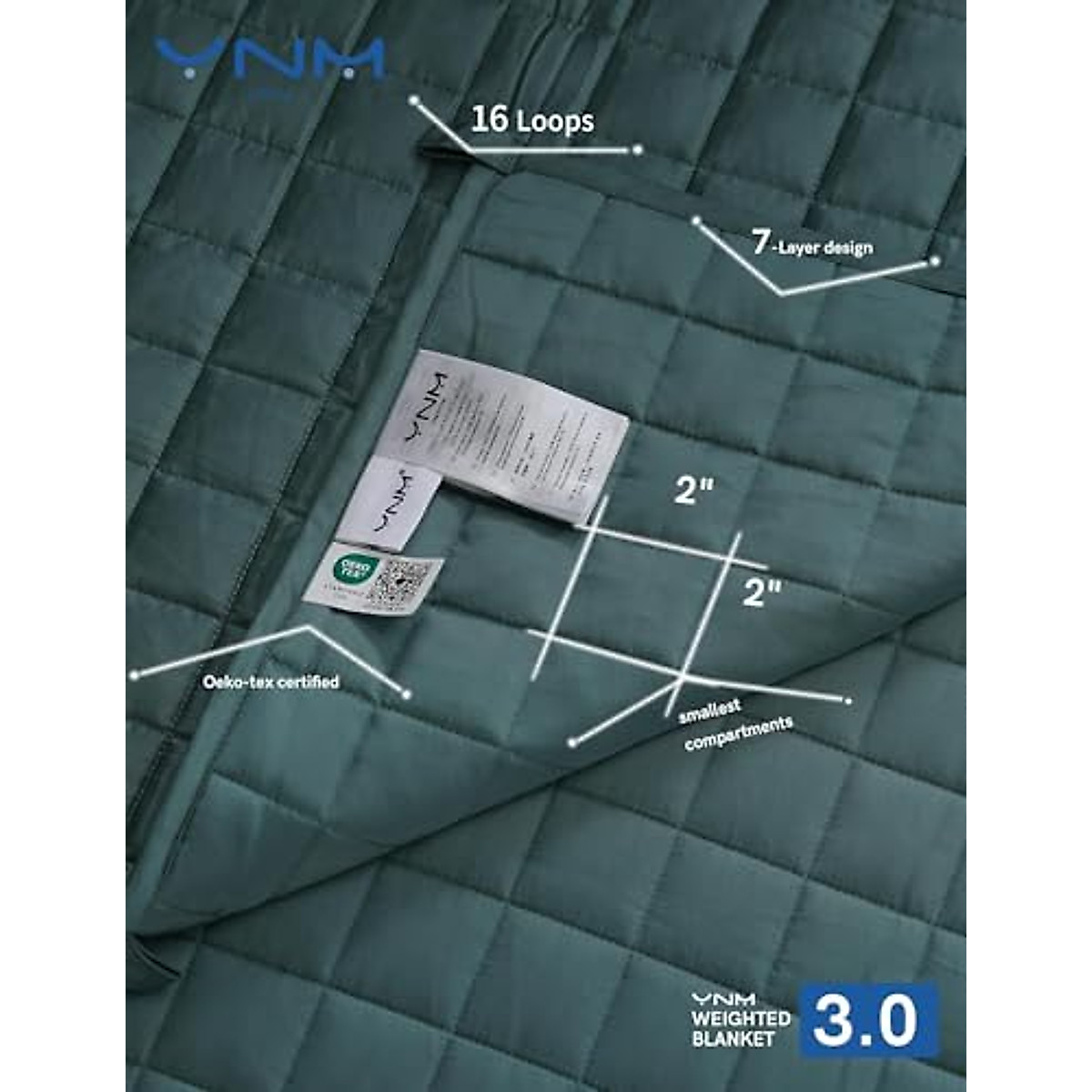 YnM Exclusive Kids Cooling Weighted Blanket, Smallest Compartments with Glass Beads, Bed Blanket for One Person of 60lbs, Ideal for Twin Bed (41x60 Inches, 7 Pounds, Sea Grass)