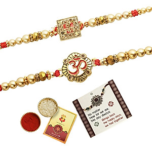 TIED RIBBONS Bhai Dooj Rakhi for Brother Set of 2 Rakhi Set, Rakhi Card, Bhai Dooj Tika Set - Bhaiya Dooj Rakhi Bracelet for Brother Rakhi for Bhaiya, Rakhi Gifts for Brother, Bro Rakhi Thread