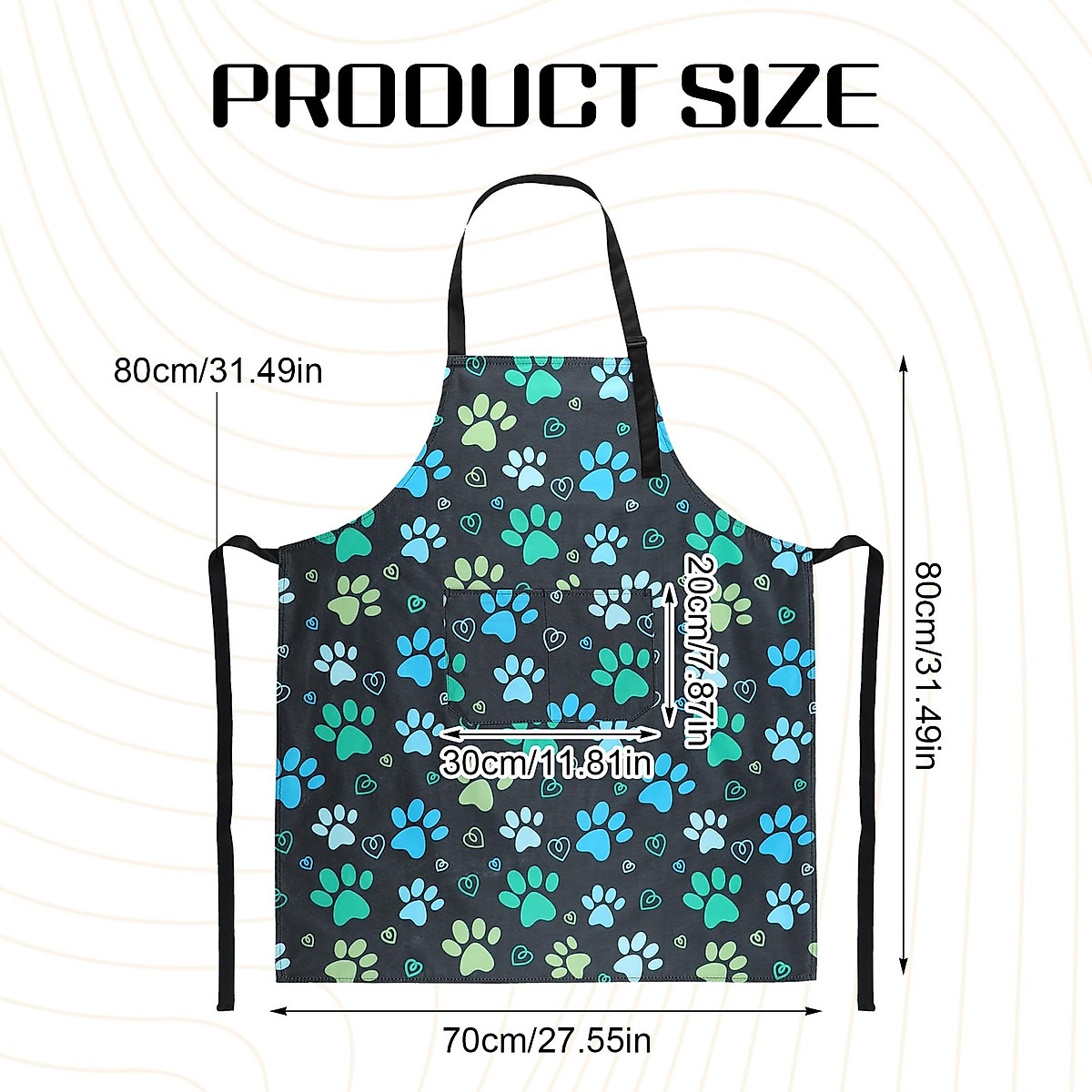 XLSXEXCL Dog Grooming Waterproof Apron with 2 Pockets, Cute Puppy Dog Pets Apron, Grooming Apron for Dog Groomers, Adjustable Painting Gardening Grooming Cooking Apron Gift for Men Women (Dog Paw)