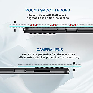 PULEN 2 Pack Screen Protector for Samsung Galaxy A14 5G with 2 Pack Camera Lens Protector, HD Clear Scratch Resistant 9H Hardness Tempered Glass