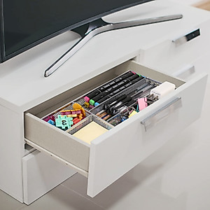 EsOfficce Drawer Organizer,Desk Organizer, Black Metal Mesh Drawer, Desk Drawer Organizer for Home Office and School,11X 6X 1.6Inch, Inch,Silver