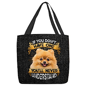 Have One Pomeranian Tote Bag, Orange Pomeranian Dog Casual Handbag For Pomeranian Mom Gift, Pomeranian Dog Lover Grocery Bag