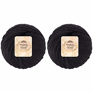 JubileeYarn Bamboo Cotton Chunky Yarn - 100g/Ball - Midnight Black - 2 Balls