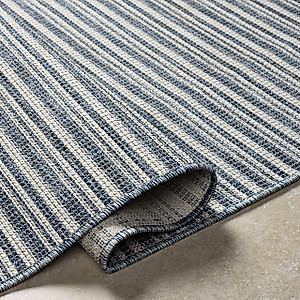 Mark&Day Outdoor Rugs, 5x7 Acheri Modern Indoor/Outdoor Dark Blue Area Rug, Non Shedding Blue Beige Carpet for Patio, Porch, Deck, Bedroom, Living Room or Kitchen (5'1" x 7')