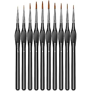 Miniature Paint Brushes,10Pcs Small Fine Tip Paintbrushes, Micro Detail Paint Brush Set, Triangular Grip Handles Art Brushes Perfect for Acrylic, Watercolor, Oil, Craft, Models, Warhammer 40k (Black)