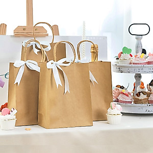 Moretoes 55pcs Gift Bags with Handles, 8x4x10 Inch Gift Bags Medium Size, Paper Bags for Small Business, Brown Paper Gift Bags
