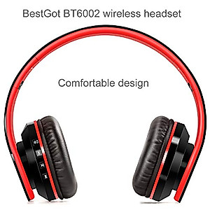 BESTGOT Kids Bluetooth Headphones BT6002 Wireless Headphones for Kids Children Adults for School Foldable Headset for 18 Hours for PC/Phone/Tablets/TV (Black/Red)