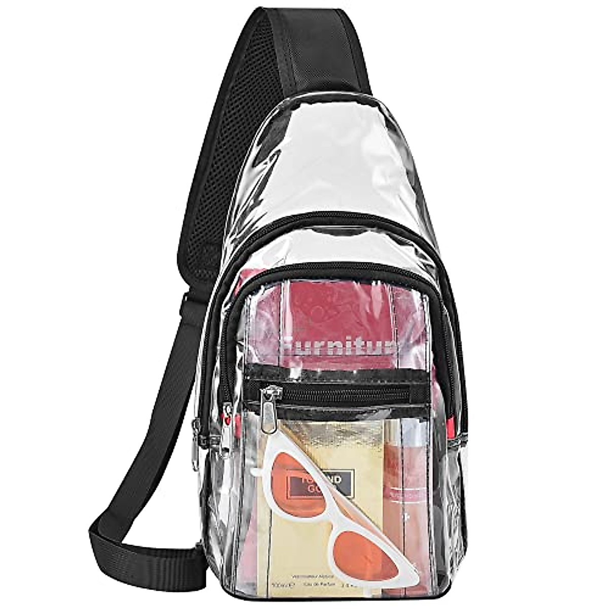 Oraben Clear Backpack Stadium Approved Clear Bag, Small PVC Crossbody Shoulder Backpack Clear Sling Bag Chest Bag for Festivals and Games
