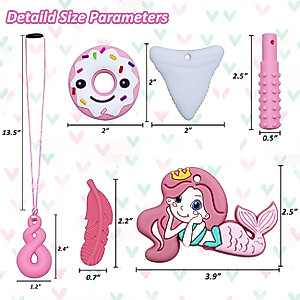 Chew Necklaces for Sensory Kids Adults, 6 Pack Silicone Sensory Chew Toys for Autistic Children with ADHD/SPD/Autism/Anxiety, Pink Chewy Necklace Stim Toy for Teething Chewing Biting Fidgeting