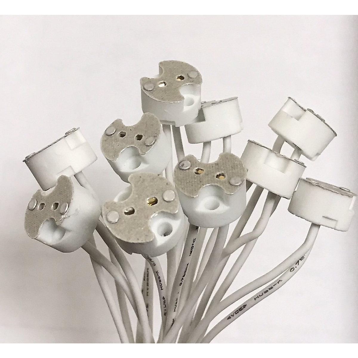10 Pack Bioluz LED MR16 Socket, GU5.3 Socket, LED Halogen Lamp Ceramic Wire Connector Base Socket Adapter MR16 MR11 G4 GU5.3 Socket (Pack of 10)