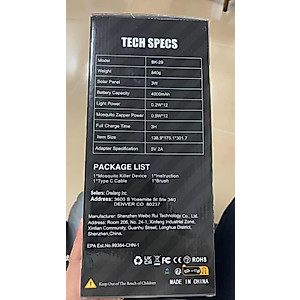 Solar Bug Zapper Outdoor, 4800V Effective Mosquito Zapper Indoor, Cordless Rechargeable Fly Zapper with 4000mAh Battery, IP66 Waterproof Insect Zapper for Outside, Patio, Backyard, Garden