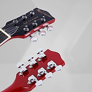 Leo Jaymz 39” Electric Guitar Single Cut Series - Mahogany Body and Neck - Curved top Exquisite Flame Maple Veneer (RedBurst)