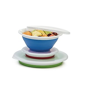 Progressive Prepworks Thinstore Collapsible Prep/Storage Bowls with Lids - Set of 3,Multicolored