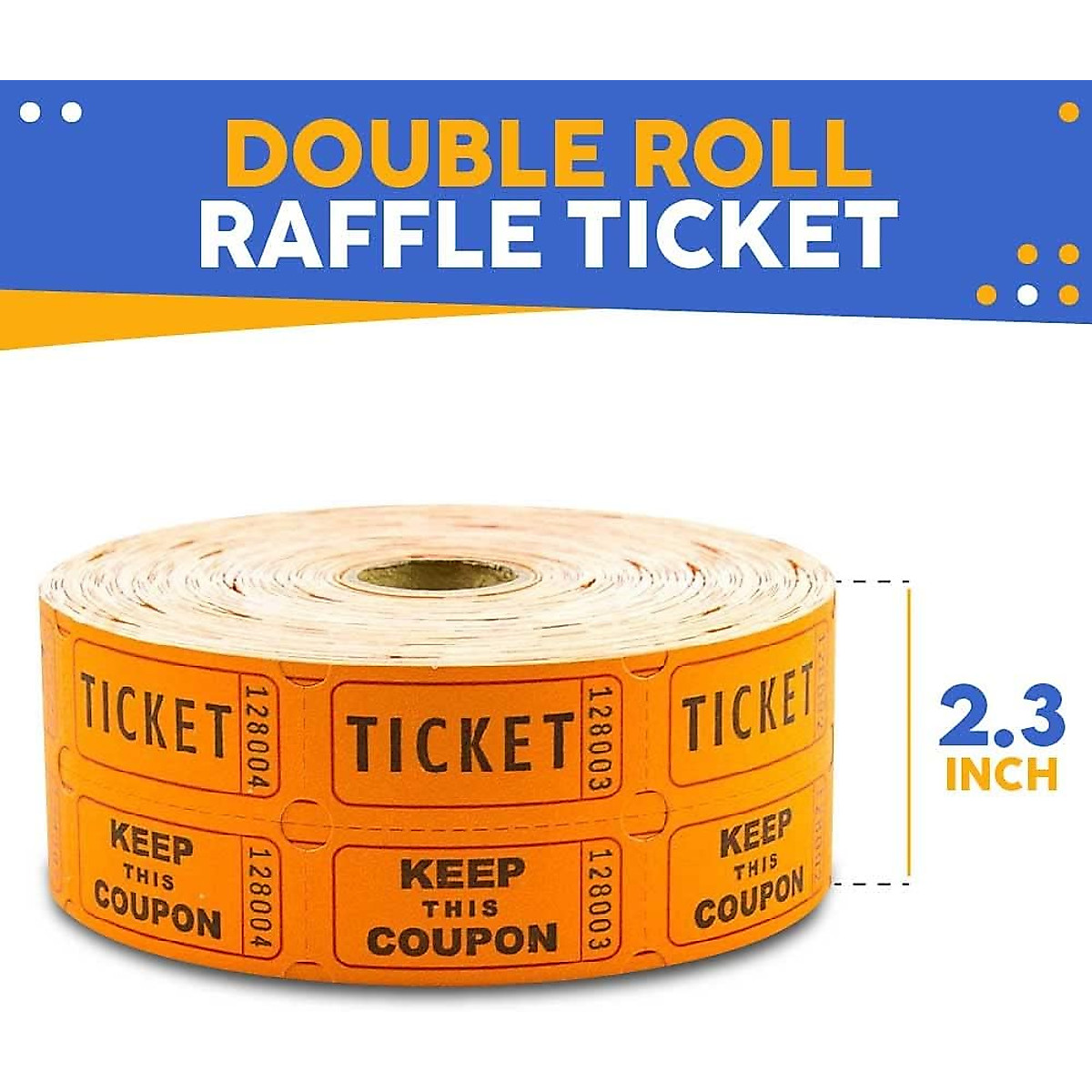 Toysery Multicolor Raffle Tickets - 6000 Tickets (3 Double Rolls of 2000 Tickets Roll), Consecutively Numbered Fundraiser 50/50 Raffle Tickets for Christmas Party, Concert, Carnivals & Other Event