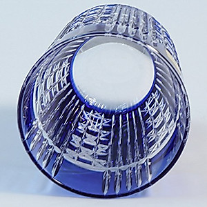 Square basket eye crest shochu glass T557-2471-CCB to five-groove Kagami Crystal Edo Kiriko Gin Seng shochu glass