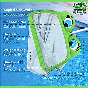 Effortlessly Clean Your Pool with The Skimmie Ms. Frog Large Leaf Rake - 20" Wide Big Mouth Pool Skimmer Net for Above Ground and In Ground Pools, Spa Hot Tubs, and Ponds