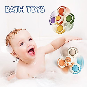 HCFJEH Suction Cup Spinner Toys, Baby Montessori Sensory Educational Learning Toy, Infant Bath Teething Travel Fidget Toy, Toddler First Birthday for 6 9 12 18 Months Age 1 2 3 Old Boys Girls