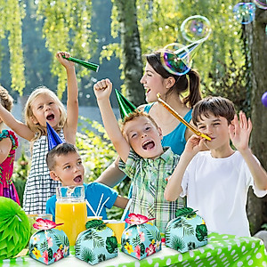 Gerrii 36 Pack Tropical Gift Box Set Luau Tropical Party Favor Boxes Hawaiian Goodie Boxes Tropical Palm Leaves Candy Box Summer Aloha Hibiscus Treat Box for Aloha Luau Hawaiian Summer Party, 2 Design