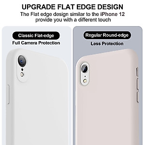 Vooii Compatible with iPhone XR Case, Upgraded Liquid Silicone with [Flat Edges] [Camera Protection] [Soft Anti-Scratch Microfiber Lining] Phone Case for iPhone 10 XR 6.1 inch - White