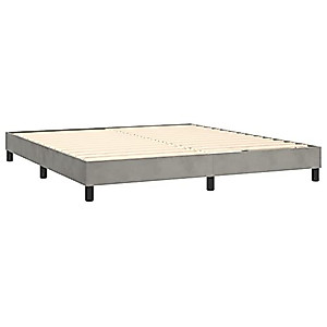 vidaXL Box Spring Bed Frame Home Indoor Bedroom Bed Accessory Wooden Upholstered Double Bed Base Furniture Light Gray 72"x83.9" California King Velvet