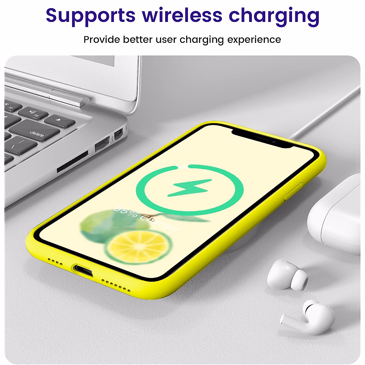 OTOFLY iPhone 11 Pro Max Case,Ultra Slim Fit iPhone Case Liquid Silicone Gel Cover with Full Body Protection Anti-Scratch Shockproof Case Compatible with iPhone 11 Pro Max (Fluorescent Yellow)