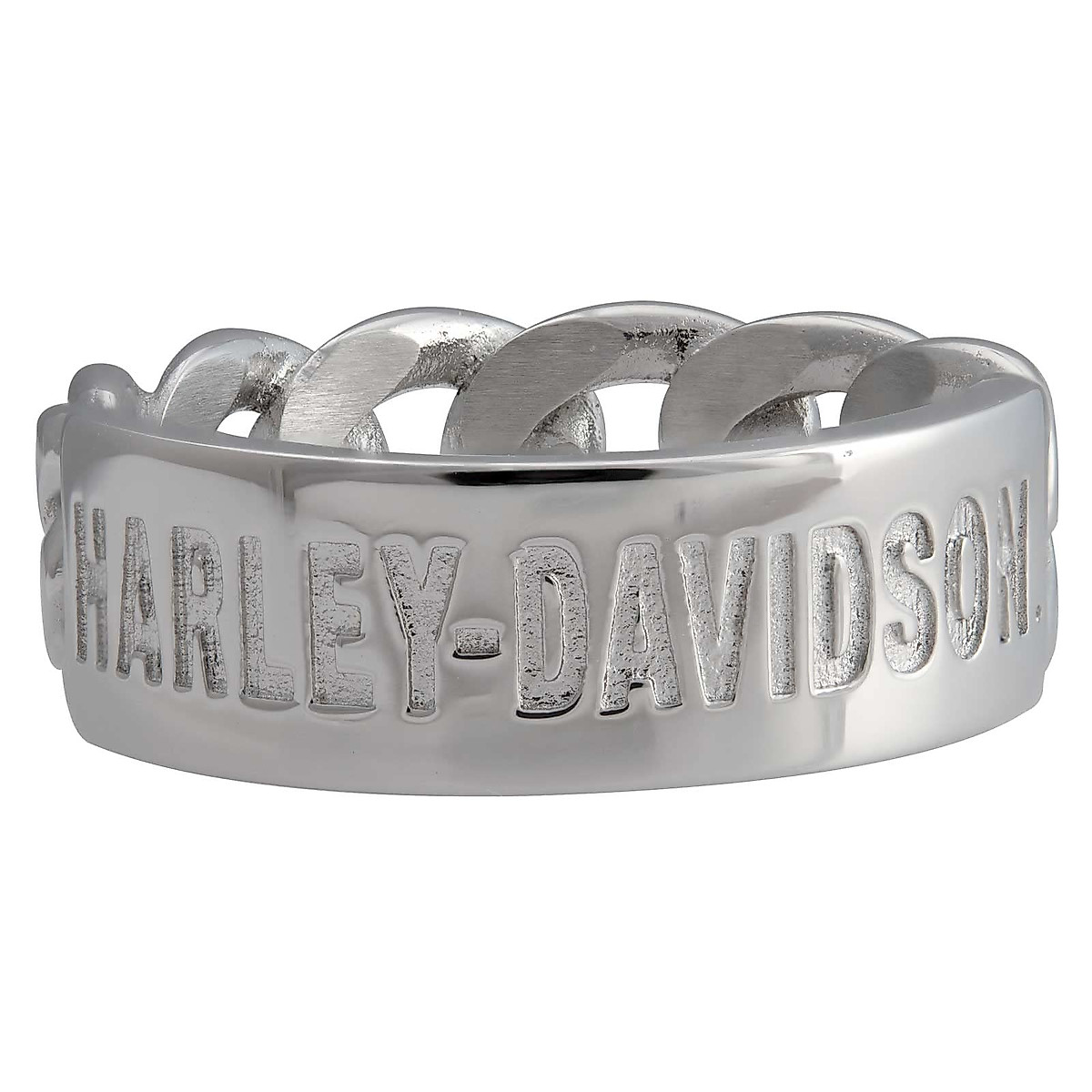 Harley-Davidson Women's H-D Script Bar Curb Link Ring - Stainless Steel (6)