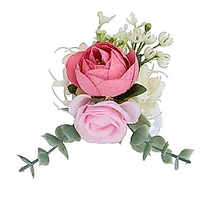 MOTUZP Rose Wrist Flower, Rose Wrist Corsage Wristlet Band Bracelet Prom Flower Wrist Corsages for Wedding(#2)