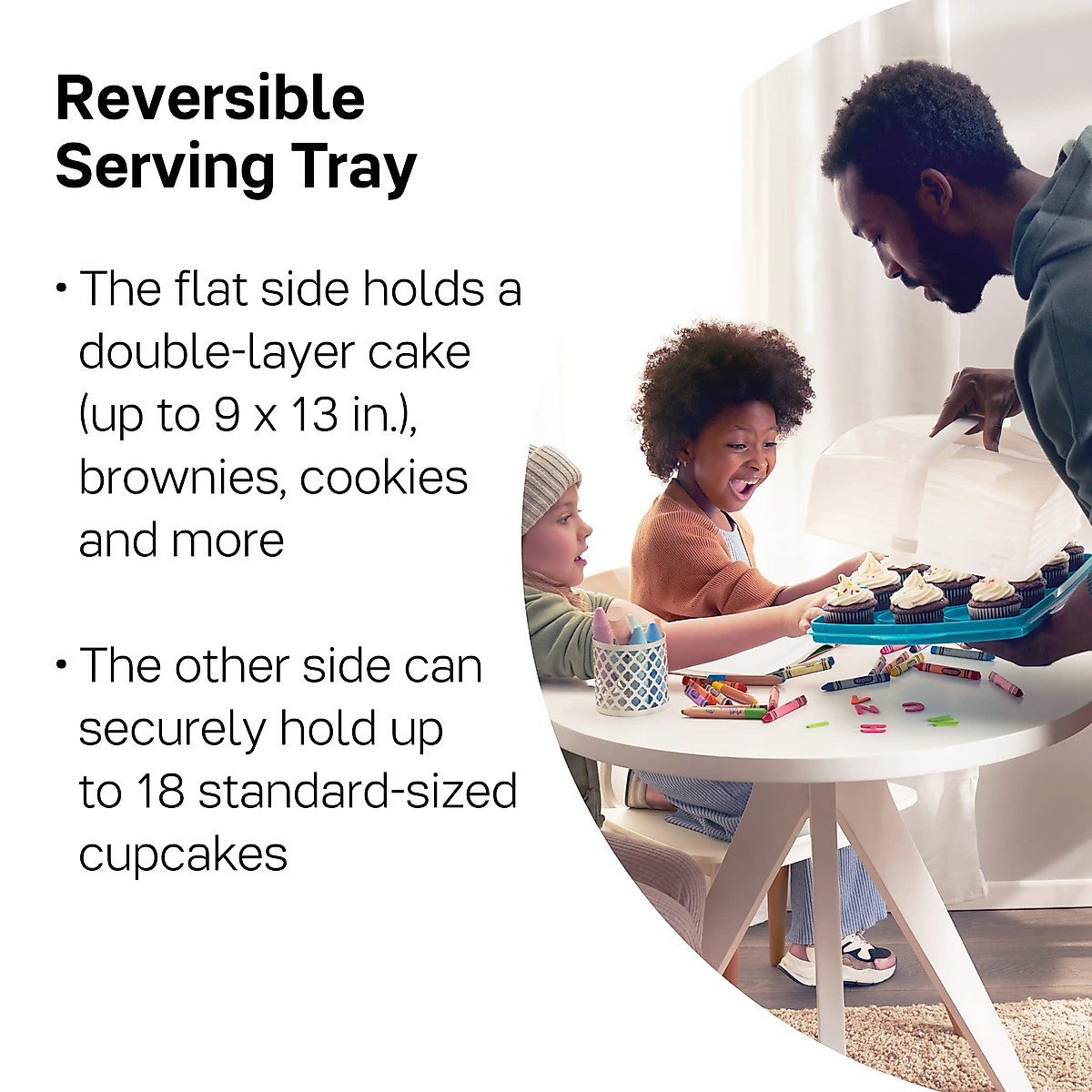Tupperware Brand Rectangular Cake Taker - Dishwasher Safe & BPA Free - Reversible Cake Container Tray with Cover - Holds Up to 18 Cupcakes or 9 x 13 Cake