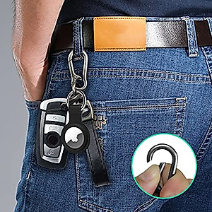 PICKBEAU 3 in 1 Leather Keychain for Men Women, Carabiner Key Ring Clip Car Key Chain With Anti Loss D-Ring