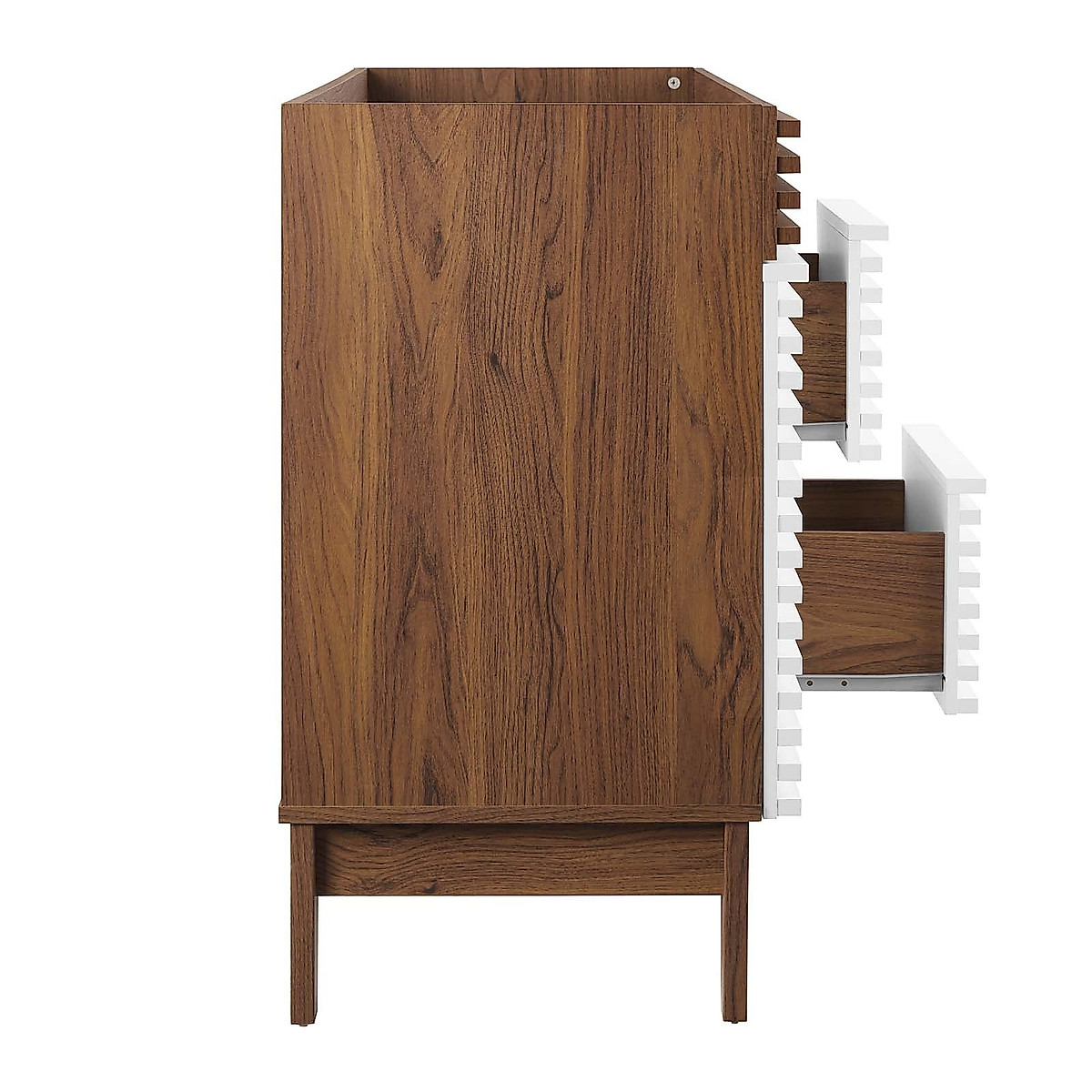 Modway Render 48" Bathroom Vanity Cabinet in White Walnut Basin Not Included, Double Sink