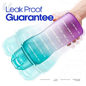 Fidus Large Half Gallon/64OZ Motivational Water Bottle with Paracord Handle & Removable Straw - BPA Free Leakproof Water Jug with Time Marker to Ensure You Drink Enough Water Daily