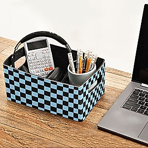 Kcldeci Blue and Black Checkerboard Checkered Gingham Plaid Tartan Pattern Storage Baskets for Shelves Storage Bins Storage Boxes Decorative for Living Room Office Bedroom Clothes Toys 2-Pack