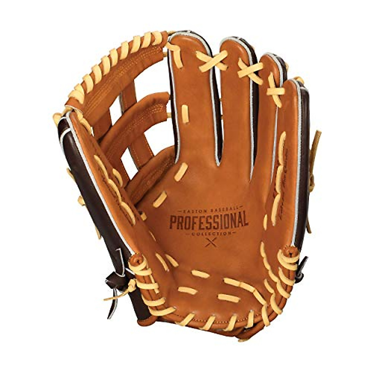 Easton Professional Collection Baseball Glove, Left Hand Throw, 12.75", Brown/Black, H Web