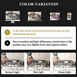 DREAMINGO Boho Sofa Covers for 3 Cushion Couch Chenille Couch Cover for Dogs Geometric Jacquard Sofa Slipcover Living Room Pet Furniture Protector Washable Sectional Couch Covers, 71"x150", Black