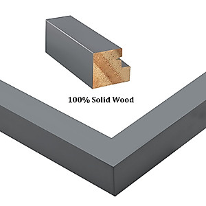 Egofine 8x10 Picture Frame Made of Solid Wood, Covered by Plexiglass for Pictures 4x6 or 5x7 with Mat or 8x10 Without Mat, Table Top Display and Wall Display Photo Frame, Dark Gray