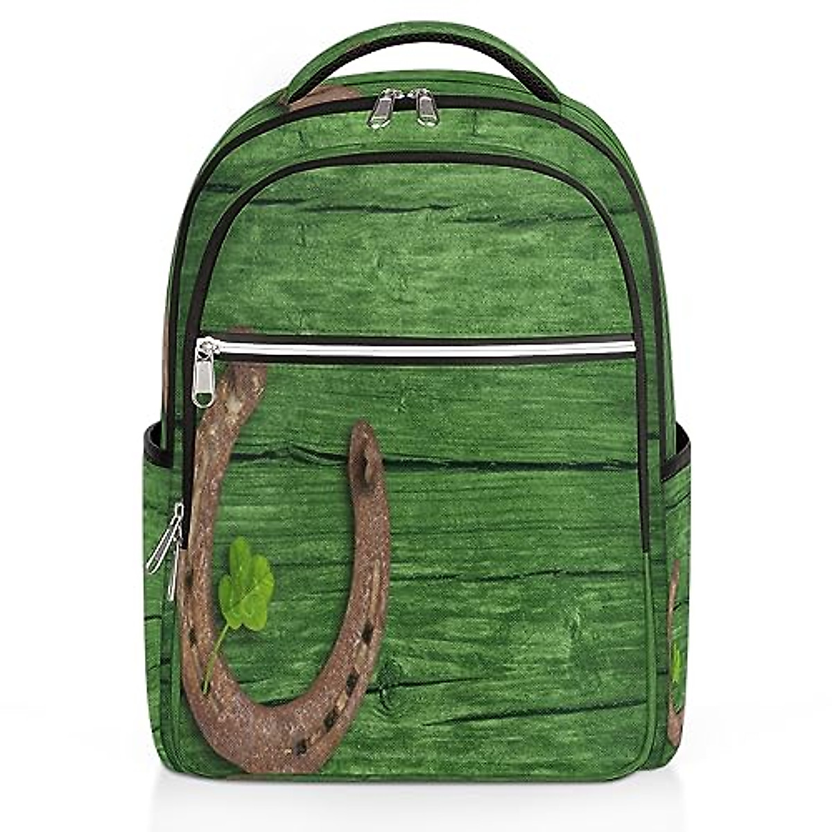 bisibuy St Patrick's Day Horseshoe Travel Laptop Backpack, 16.1 Inches Computer Backpack, Durable Water-Repellent Travel Backpack for Business College Women Men Gift