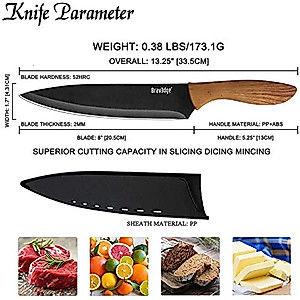 Bravedge Kitchen Knife Chef Knife Santoku Knife Versatile Cooking Knife with 7" & 8" Sharp Stainless Steel Metallic Paint Double Bevel Blade Ergonomic Handle PP Sheath Elegant Gift Box