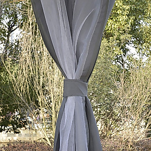 Outsunny 12' x 12' Round Outdoor Gazebo, Patio Dome Gazebo Canopy Shelter with Double Roof, Netting Sidewalls and Curtains, Zippered Doors, Strong Steel Frame, Grey