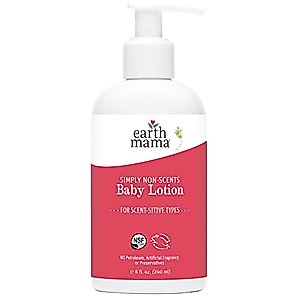 Earth Mama Simply Non-Scents Baby Lotion | Fragrance-free with Organic Calendula + Rooibos for Sensitive Skin, 8-Fluid Ounce