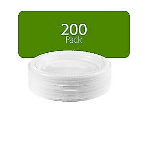 PLASTICPRO 200 PCS White Plastic Round Plastic 7 Inch Plates Premium Quality Light Weight Disposable Plastic Dishes Dinner Plates for Parties Weddings
