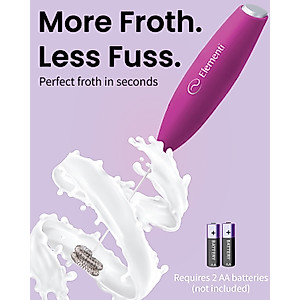 Elementi Milk Frother Handheld Double Whisk - Coffee Frother Electric Stirrer, Matcha Whisk & Drink Mixer Handheld - Frothing Wand - Electric Whisk For Coffee (Hot Pink)