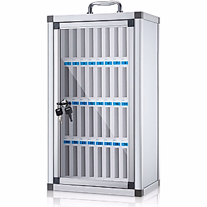 Amylove Cell Phone Locker Cabinet Aluminum Alloy Pocket Chart Storage Locker Box Cabinet Wall-Mounted Cell Phones Storage Cabinet Cell Phones Locker Box with Handle for Office Classroom Gym (36 Slots)