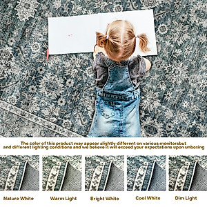 koorlian Washable Rugs 4x6 Distressed Vintage Boho Rug,Distressed Vintage Boho Rug Floor Carpet Bedroom Dining Room Office