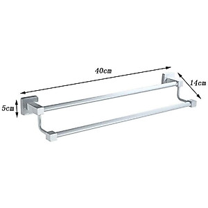 YXCNP Stainless Steel Double Rod, Kitchen Tea Towel Rack Lavatory Wall Mounted Bath Towel Rod Home Storage Bathroom Towel Holder Bath Towel Holder/Sier/40Cm