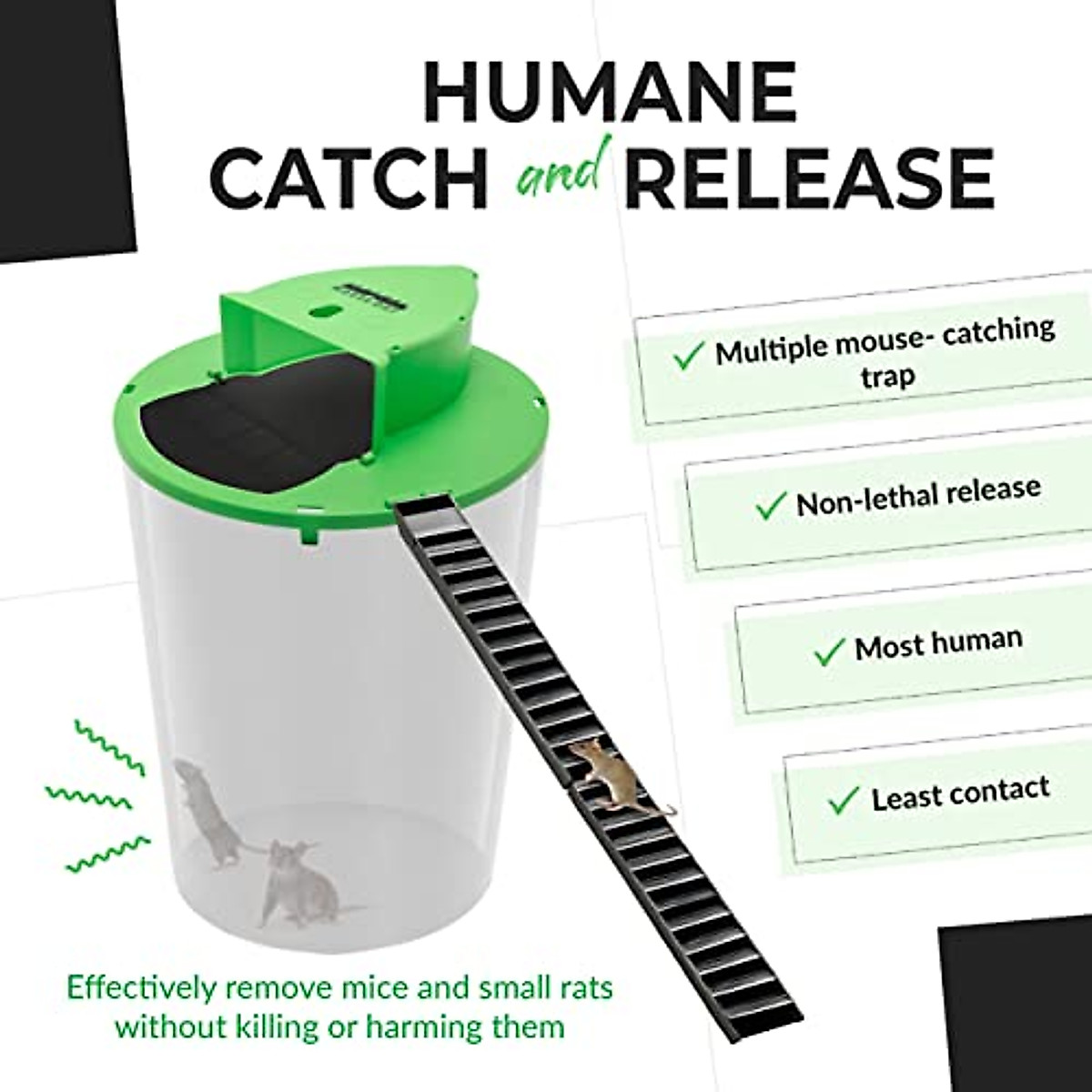 Bucket Lid Mouse Trap - Flip and Slide Humane Mouse Trap with Auto Reset Lid - Fits 5 Gallon Bucket - Multiple Catch Indoor/Outdoor Mousetraps - Reusable Smart Rodent Catcher for Mice & Small Rats