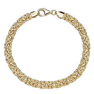 Miabella Italian 18K Gold Over Sterling Silver Byzantine Bracelet for Women, Handmade in Italy (Length 8 Inches)