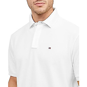 Tommy Hilfiger Men's Short Sleeve Polo Shirt in Classic Fit, White, Medium