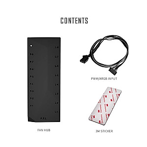 ID-COOLING HA-02 Fan Hub for Computer Internal Fans, 8 PWM Ports+8 ARGB Ports, ARGB Motherboard Sync, PWM Functional Fan Adapter