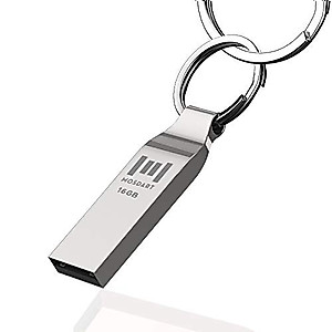 MOSDART Waterproof 16GB USB2.0 Flash Drive, FAT32 Metal Memory Stick with Keychain, for System Back, Data Storage, Silver(Pack of 10)